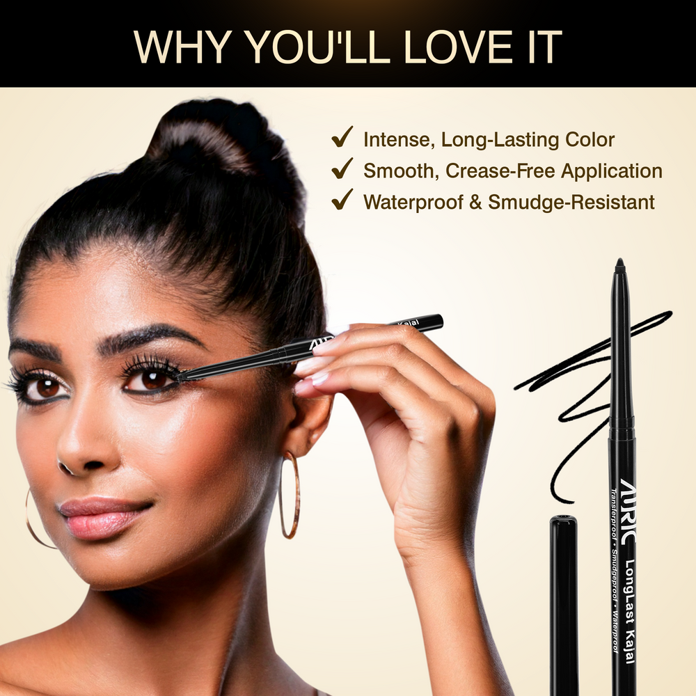 Auric LongLast Kajal, Ebony Black - 0.32 g – AU World Store