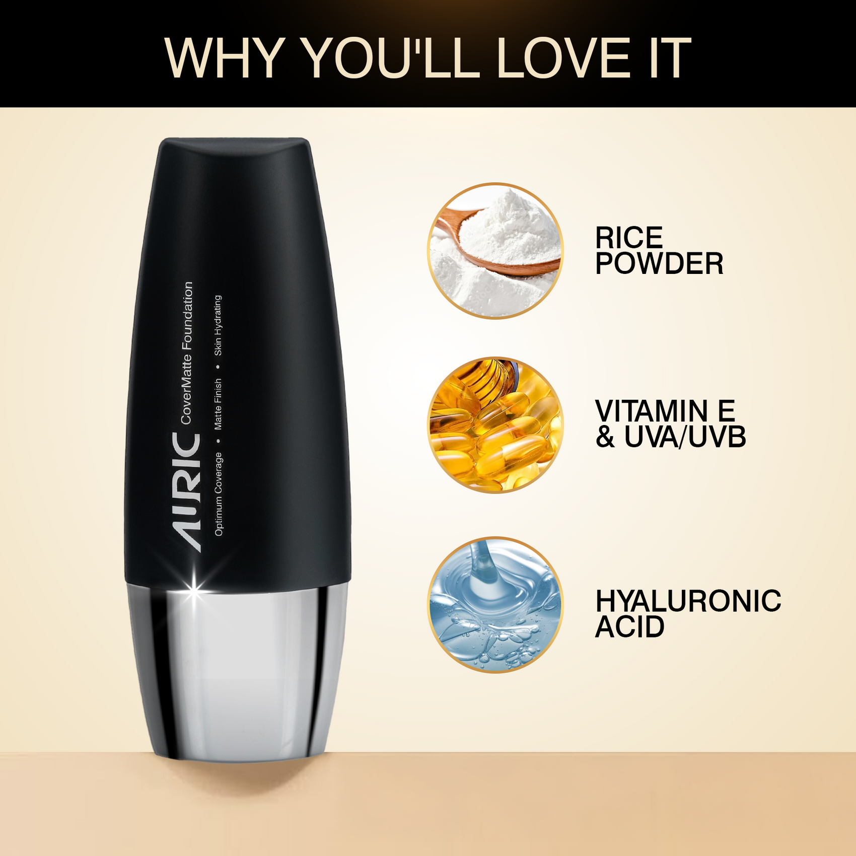 Auric CoverMatte Foundation, Light Sienna - 30 ml – AU World Store